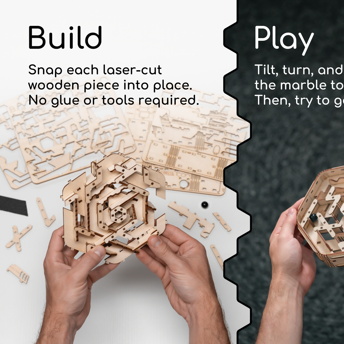 Intrism Icon - Hexagonal marble maze assembly kit